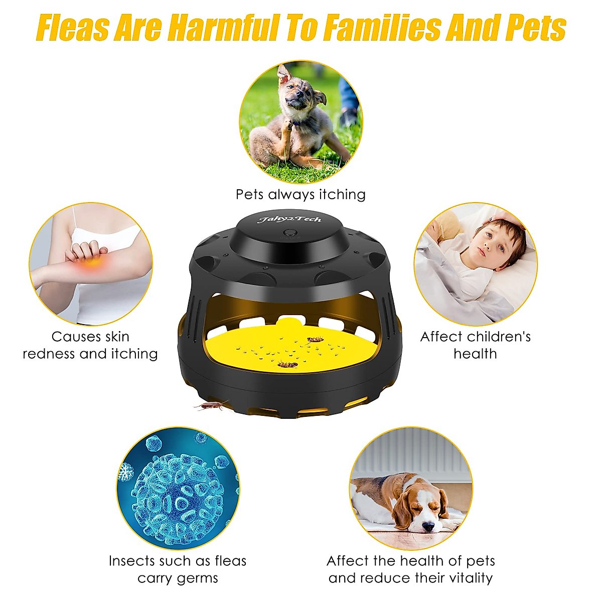 2 Pack Flea Traps for Inside Your Home,2023 𝗨𝗽𝗴𝗿𝗮𝗱𝗲𝗱 Flea Trap with LED Light for Indoor,Flea Killer Bed Bug Trap with 20 Sticky Pads,Sticky 𝗙𝗹𝗲𝗮 𝗧𝗿𝗮𝗽,Safe for Kids,Friendly to Pets