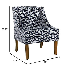 HomePop Modern Swoop Arm Accent Chair, Blue Geometric Pattern
