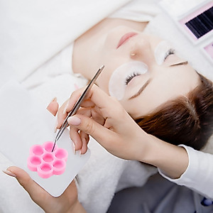 200 Pieces Flower Shape Glue Cup Lash Glue Holder Eyelash Extension Flower Pallet Grafting Eyelash Cup False for Women Girls Extension Supply