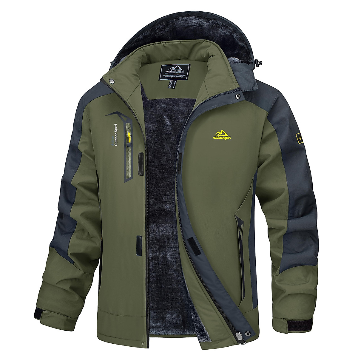 MAGCOMSEN Work Jacket Winter Coats Ski Jacket Waterproof Jaket Rain Jackets Fleece Jacket Softshell Jacket Tactical Jacket Snowboard Jackets Green