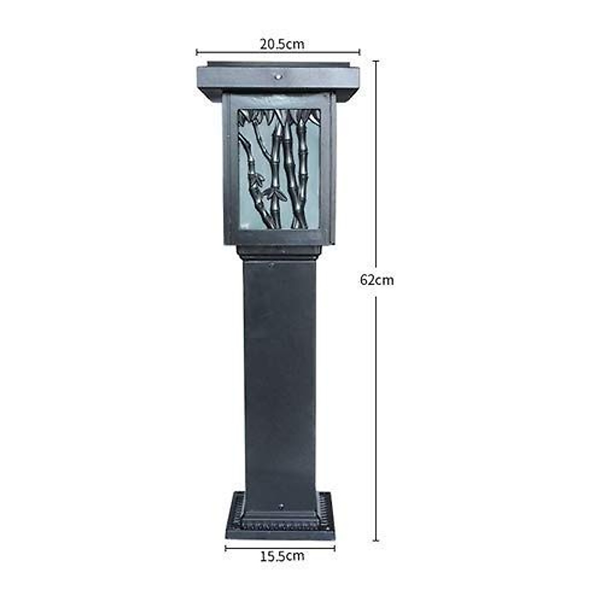 ZMY Anti-Rust Solar Vintage Glass Pillar Light Outdoor Retro Industrial Post Lighting Aluminum Garden Lawn Column Lantern Villa Home Landscape Pathway Fixture E27 Edison