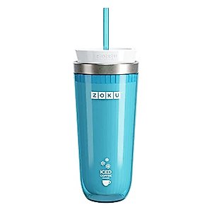 Zoku Instant Iced Coffee Maker, Reusable Beverage Chiller Cools Hot Beverages in Minutes Without Dilution, Portable 11-ounce Tumbler With Spill-resistant Lid and Straw, Teal