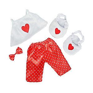 Satin Heart Pj's with Heart Slippers Teddy Bear Clothes Fits Most 14"-18" Build-A-Bear and Make Your Own Stuffed Animals