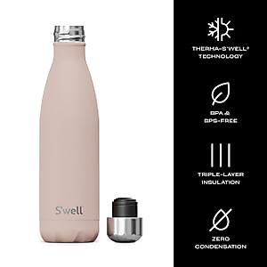 S'well Stainless Steel Water Bottle 17 Fl ounces Himalayan Salt Triple-Layered Vacuum-Insulated Containers Keeps Drinks Cold for 36 Hours and Hot for 18 BPA-Free Perfect for On the Go