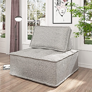 Mixoy Modular Sectional Sofa, Couch for Living Room Office Apartment Resting, 1 PCS DIY Combination Oversized Sleeper Sofa Bed, Comfy Floor Couch | Light Grey