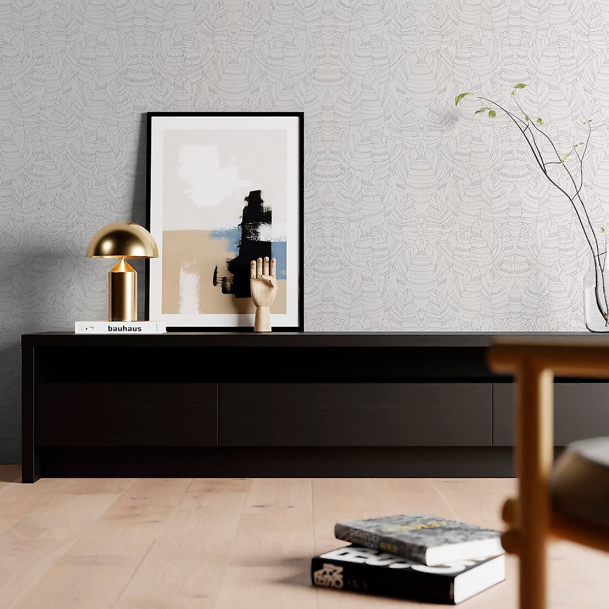 Manhattan Comfort Peel and Stick Wallpaper, Quick and Easy Self Adhesive Removable Decorative Design for Wall Covering, Cabinets, Drawers, Shelves, Crafts, 18 Ft. x 20.5 in., Floral Leaf