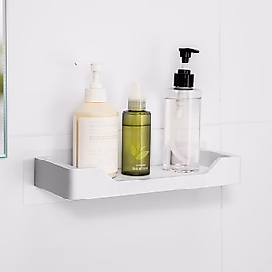 Adhesive Shower Caddy, No Drilling Bathroom Caddy Wall Mounted Shower Organizer Large Capacity Separable Shower Rack Wall Floating Shelf for Bathroom and Kitchen (White)