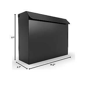 Movo Home Mailbox Casey Large Mailbox, Mailbox for Outside, Matte Black