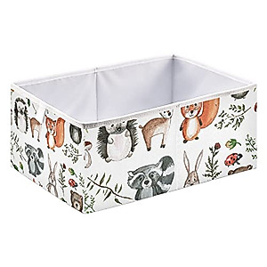 Cute Woodland Animals Storage Basket Storage Bin Rectangular Collapsible Toy Boxs Fabric Storage Organizer for Kids Room Bedroom…