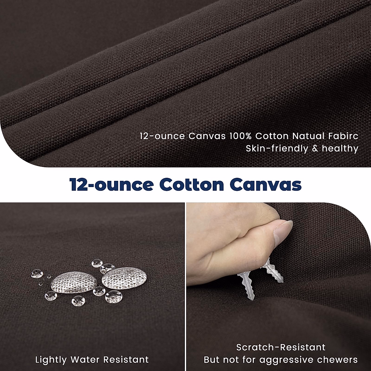 Miguel Canvas Dog Bed with Silky Sherpa Top,12 Ounce 100% Cotton Dog Pillow with Removable Cover, Outdoor Pet Mat Reversible Cool & Warm for All Season Indoor Outdoor 35 in Brown