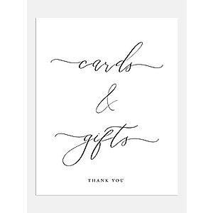 Cards and Gifts Sign for Wedding Ceremony and Reception White Sign with Black Lettering Printed on Professional Thick Linen Cardstock White Wedding Decoration UNFRAMED Elegant Minimalist Style