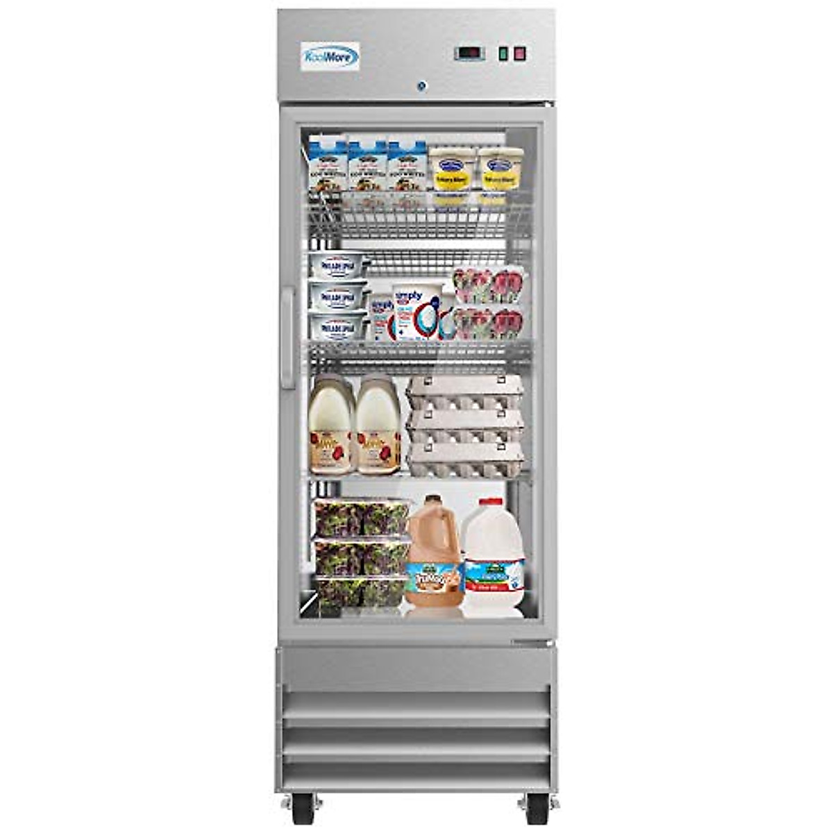 KoolMore - RIR-1D-GD 29" Stainless Steel 1 Glass Door Commercial Reach-in Refrigerator Cooler - 23 cu. ft