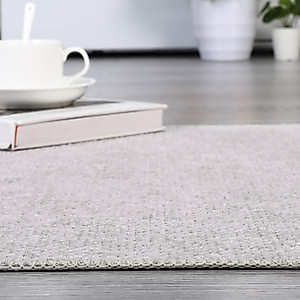 GAOMON Machine Washable Area Rug 5x7 Modern Solid Weaving Textured Area Rug for Living Room Bedroom Farmhouse Non-Slip Stain Resistant Accent Rug Carpet for Home Decor Floor Decoration, Cream