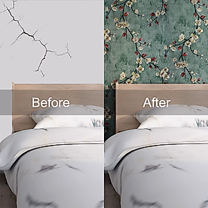 Dulanxer Flower Tree Wallpaper Peel and Stick Wallpaper Self Adhesive Removable Paper Wall Covering Shelf Drawer Liner Vinyl Roll 17.7" x 118", Green