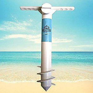 Beachr Parasol Umbrella Sand Anchor - Heavy Duty Outdoor Umbrella Base with Ground Anchor Screw | For Beach Tent, Sun Shelter, Sun Protection, Shade, Strong Winds | One Size Fits All