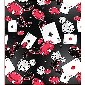 Alina Natetkova - Casino Fabric - Digital Card Poker Chip Dice Toss Black - David Textiles - By the Yard - Fabric for Crafts by Alina Natetkova