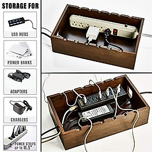 Prosumer's Choice Natural Bamboo Charging Station Rack for Smartphones and Tablets | Simple All-in-one Organizer, with Removable Dividers, Perfect to Work from Home - Dark Brown