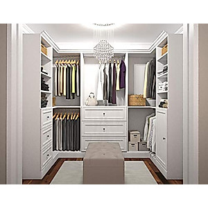 Bestar Versatile U-Shaped Walk-in Closet Organizer, 108W, White