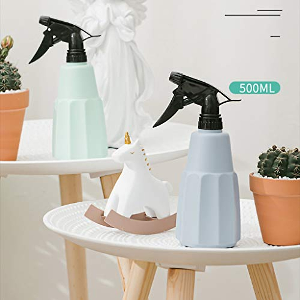 Adjustable Empty Spray Bottle Plastic Water Pot Handheld Pressing Garden Watering Can For Indoor Outdoor House Plants, Pet, Spray (Mint Green_500ml, One Size)