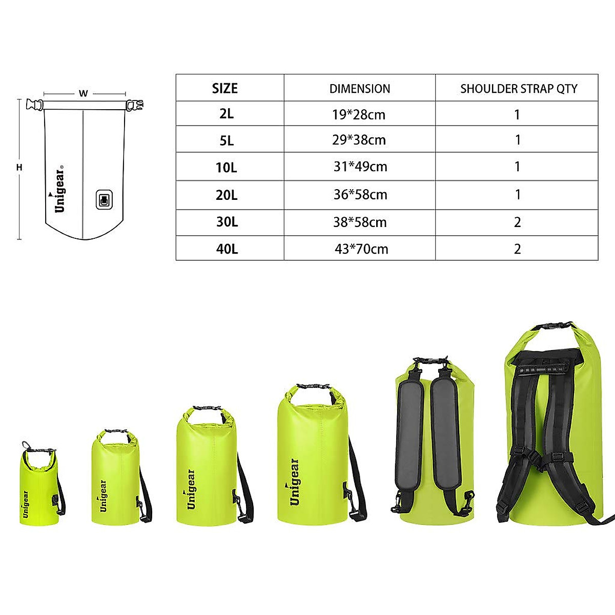 Unigear Dry Bag Waterproof, Floating and Lightweight Bags for Kayaking, Boating, Fishing, Swimming and Camping with Waterproof Phone Case (Yellow, 2L)