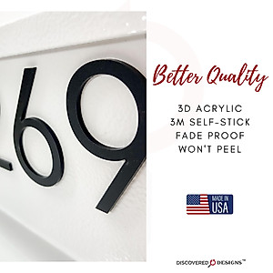 Discovered Designs - Premium Individual 3D Acrylic Mailbox Number – Self Stick – Long Lasting – Weatherproof – Made in USA (White 4 inch, Number 9)