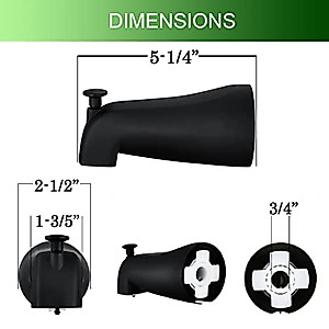 Bathtub Faucets Bath Tub Tube Spout Spicket Slip FIT Wall Mount Bathroom Faucet with Pull Up Diverter Matte Black