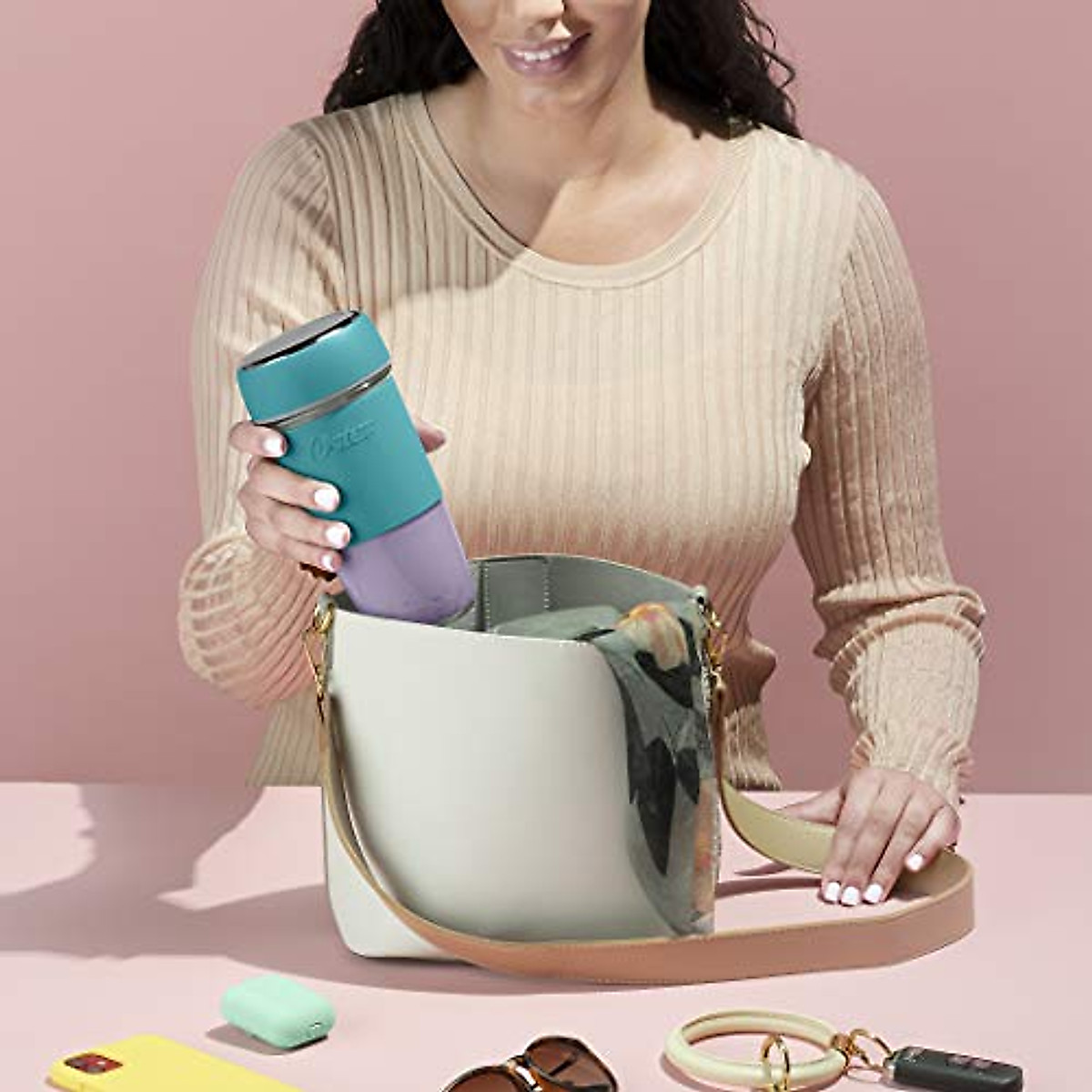 Oster Blend Active Portable Blender with Drinking Lid, USB Chargeable Personal Blender, Teal