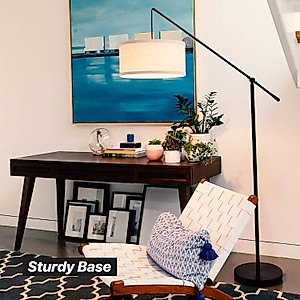 Brightech Hudson 2 - LED Floor lamp, Tall Lamp with Sturdy Base, Contemporary Arc Lamp for Living Rooms & Offices, Great Living Room Décor, Mid Century Modern Lamp for Bedroom - Jet Black