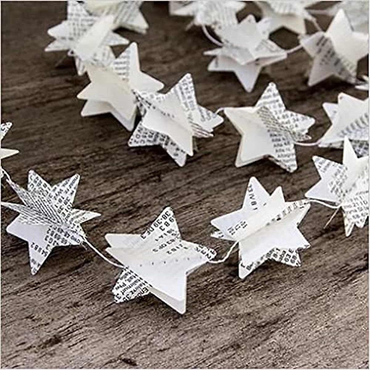 4 Pack Star Garland Book Pages Book Garland Newspaper Bunting Party Holiday Christmas Nursery Strand String Banner Wedding Garland Decorate(White)