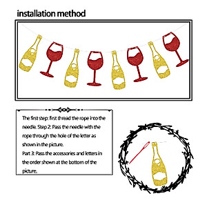 Wine Banner Gold Red Glitter, Wine Time Banner, Wine Tasting Party Decorations, Whisky Birthday Banner, Wine Tasting Party Supplies, Wine Bachelorette Party Decorations