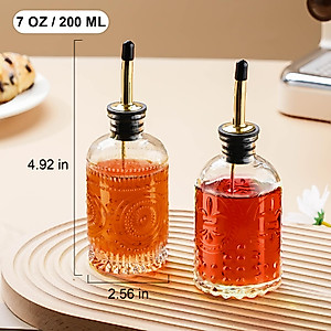 gegewawa Glass Coffee Syrup Dispenser Bottles Set 2 Pack 7 OZ, Simple Syrup Bottles with Metal Pour Spout, Syrup Dispenser for Coffee Bar Accessories for Maple Honey Syrup Oil and Sauces