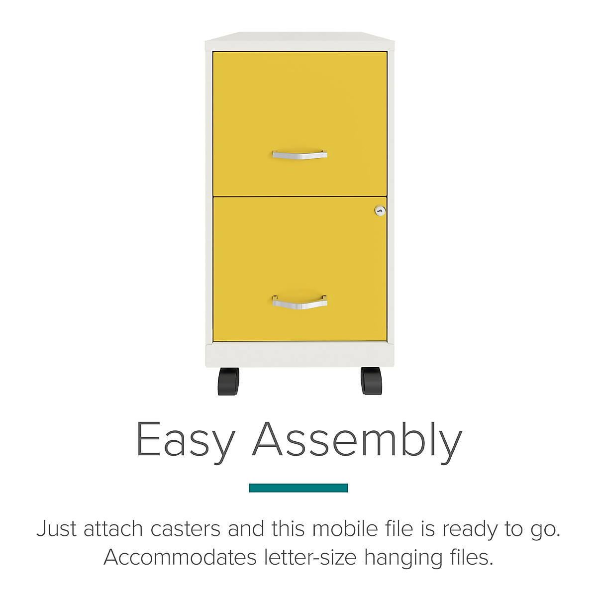 Space Solutions 18" 2 Drawer Mobile Metal Vertical File Cabinet White/Goldfinch