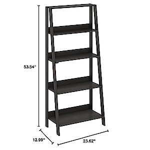 Furinno Ladder Bookcase Display Shelf, 5-Tier, Espresso