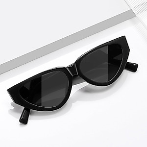 Cat Eye Sunglasses for Women Men Trendy Cateye Women's Vintage Classic Retro Sun Glasses(Black/Grey)