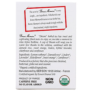 Bonne Maman Organic Herbal Tea Dream: Verbena, Damask Rose & Lavendar Blend, 16 Tea Bags (Pack of 1)