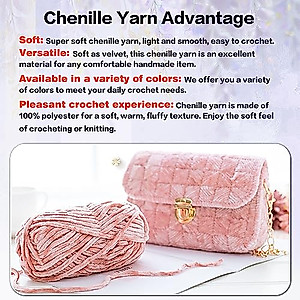 3 PCS 120g Soft Chenille Yarn Velvet Yarn for Crocheting,Fluffy Yarn for Knitting and Croche DIY Craft,Warm Yarn for Bag Hat Scarve Clothe Gloves Slippers Doll(Red)