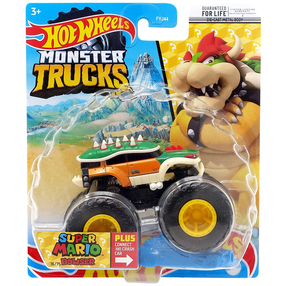 Hot Wheels Monster Trucks Super Mario Bowser - Connect and Crash Car