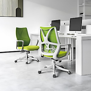 Waissdea Office Chair - big and Tall Office Chair, Ergonomic Desk Chair, Mid-Back Computer Chair, Tilting Height Adjustment Home Office Desk Chairs, Breathable Mesh Desk Chair (Green)