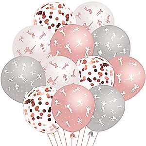 WATINC 36Pcs Bachelorette Party Balloons Decorations, White Silver Rose Gold Sequin Confetti Latex Balloon, Naughty Men Dancer Bridal Shower Engagement Girls Night Hen Party Gifts Supplies (12 Inch)