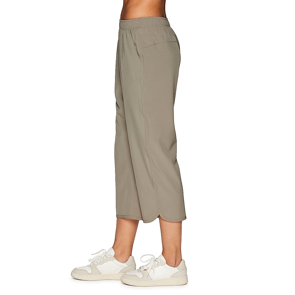 RBX Women's Lightweight Quick Dry Relaxed Cropped Woven Pant Capri Smoke Sage S