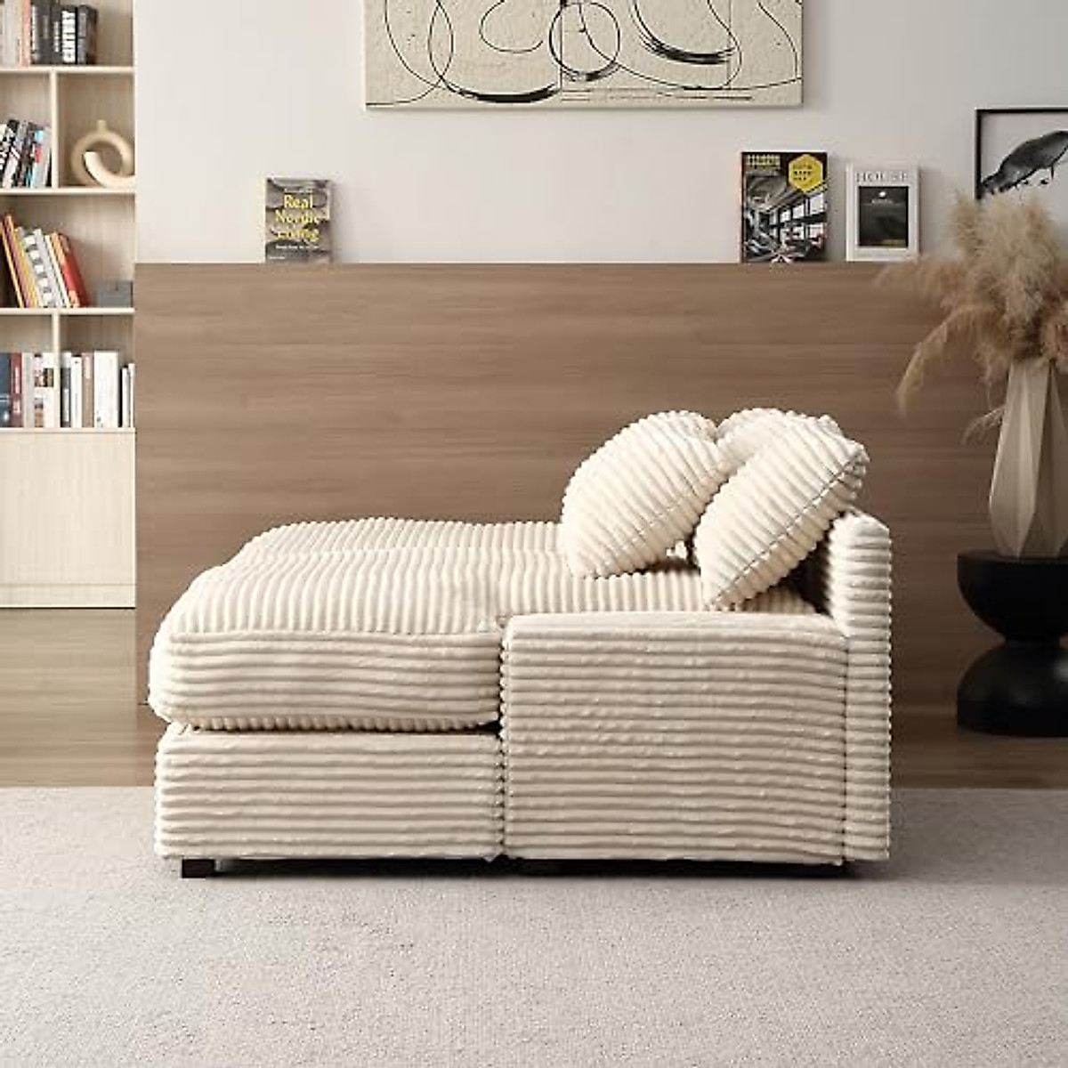 ERYE 74.8" Luxury Twin Chaise Daybed Sofa Couch for Living Room,Modern Corduroy Upholstery Lounge Love Seat Sleeper Sofabed with 6 Piilows