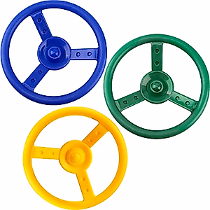 SGBETTER 3 Pack Swingset Steering Wheel Playset Accessories Toys Pirate Ship Steering Wheel for Kids Outdoor Playhouse Treehouse Playground, 3 Color