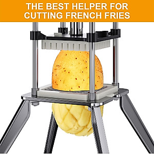 Fstcrt Electric French Fry Cutter, Vertical french fry cutter stainless steel, Professional commercial and household french fries cutter, Electric potato slicer with 1/2&3/8 Inch blade for fries