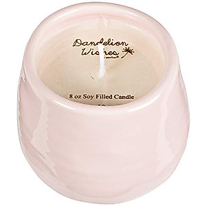 Pavilion Gift Company May All Your Wishes Come True Happy 60th Birthday-8 oz Soy Wax Candle with Wick in A Pink Ceramic Vessel 8 oz-100 Scent: Serenity, 3.5 Inch Tall