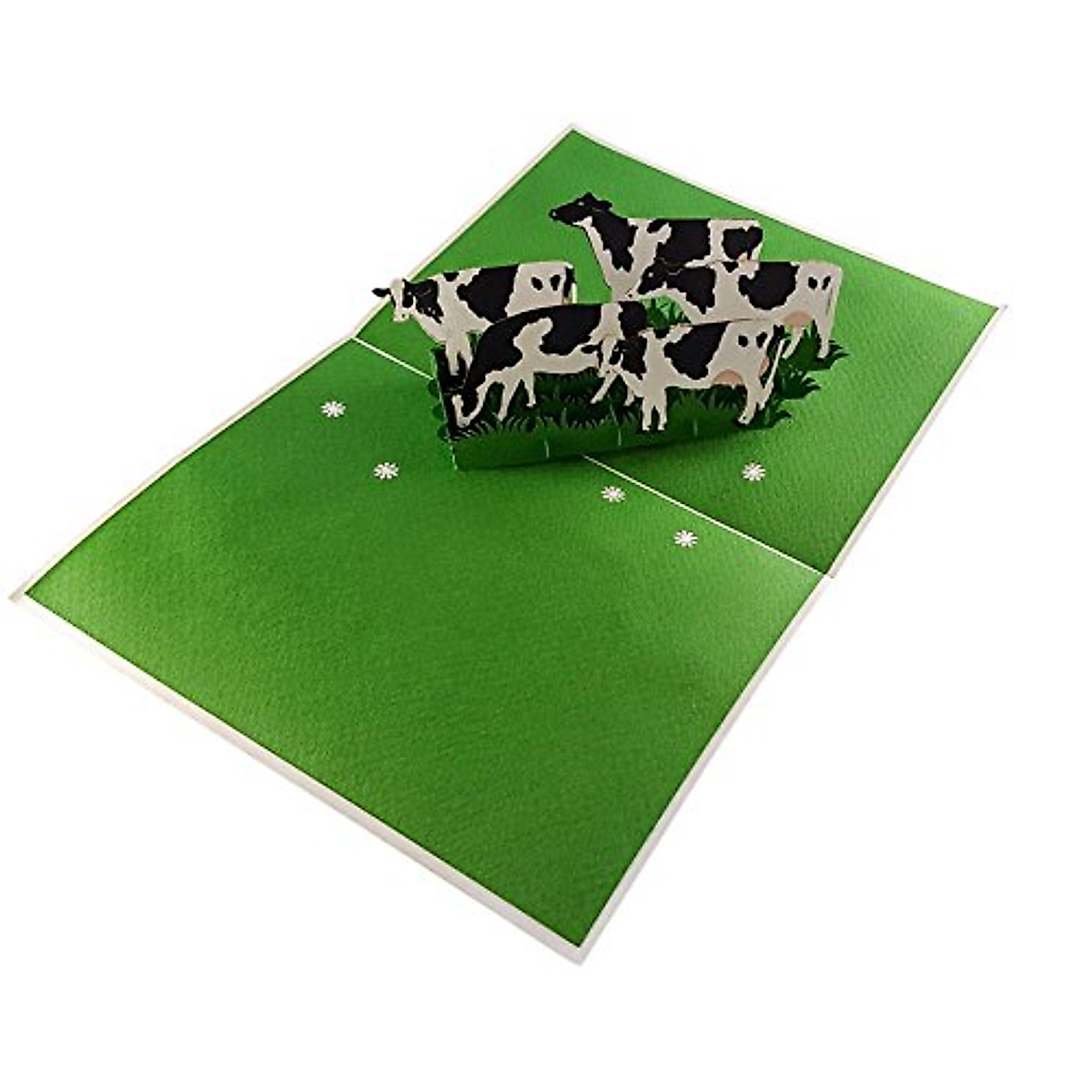 iGifts And Cards Dairy Cows 3D Pop Up Greeting Card - Cattle, Farm, Barn, Grass, Wow, Half-Fold, Happy Birthday, Friendship, Thank You, Father's & Mother's Day, All Occasions, Retirement, Welcome