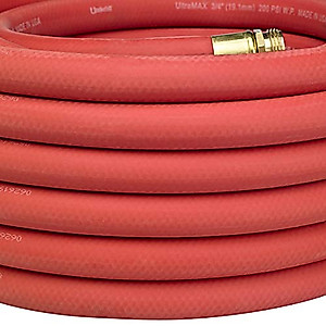 Underhill UltraMax Commercial Garden Water Hose 25 ft, Heavy-Duty, Rubber, Flexible, Kink Free, Industrial, 800 psi, H10-025R, 1" x 25', Red