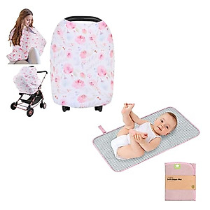 KeaBabies Car Seat Covers for Babies and Portable Diaper Changing Pad - Nursing Cover - Waterproof Foldable Baby Changing Mat - Baby Car Seat Cover - Travel Diaper Change Mat - Nursing Covers
