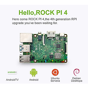 Rock Pi 4B RK3399 Single Board Computer Kit LPDDR4 4GB with Dualband 2, 4/5GHz WLAN/Bluetooth 5.0