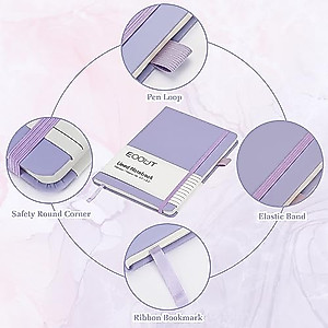 EOOUT Lined Journal Notebook for Women, 2 Pack, 5.7 x 8.3 Inches, Cute Aesthetic College Ruled, Leather Hardcover Notebook, 160 Pages, Back Pocket, Office School Supplies Gifts, Blush, Lavender