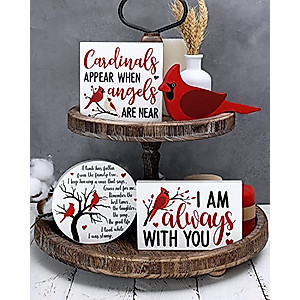 Cardinal Tiered Tray Decor Memorial Gifts Wooden Red Birds Cardinals Christmas Decorations Winter Farmhouse Sign Red Cardinals Appear When Angels Are Near Bird on Tree Cardinal Gift for Her Set of 4